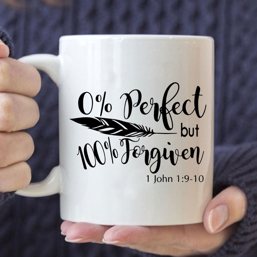 0% Perfect But 100% Forgiven Coffee Mug - Teehall - Live Creatively