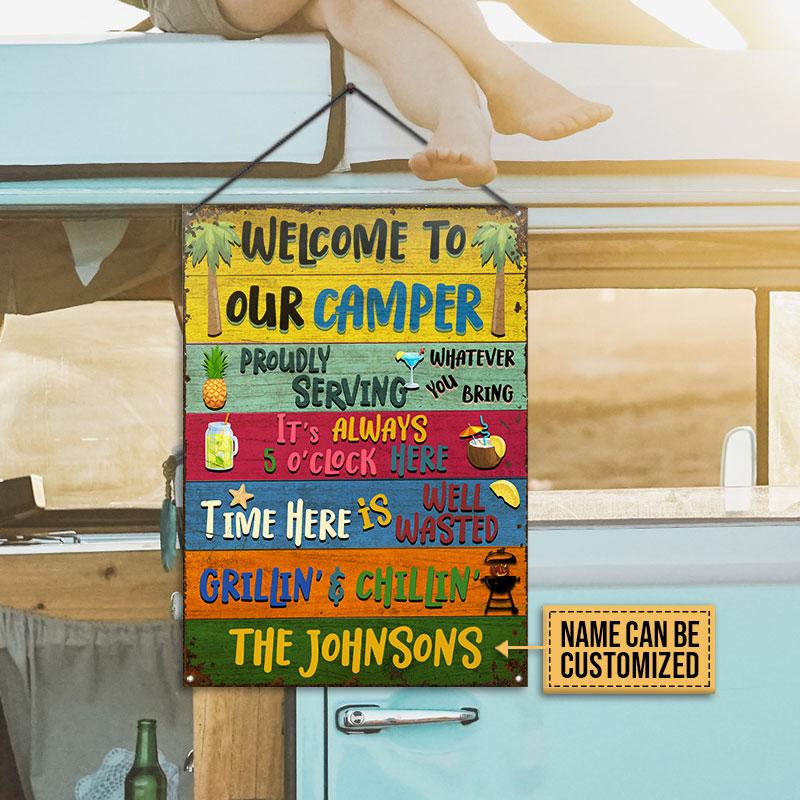 Camping Welcome To Our Camper Custom Classic Metal Signs, Camping ...