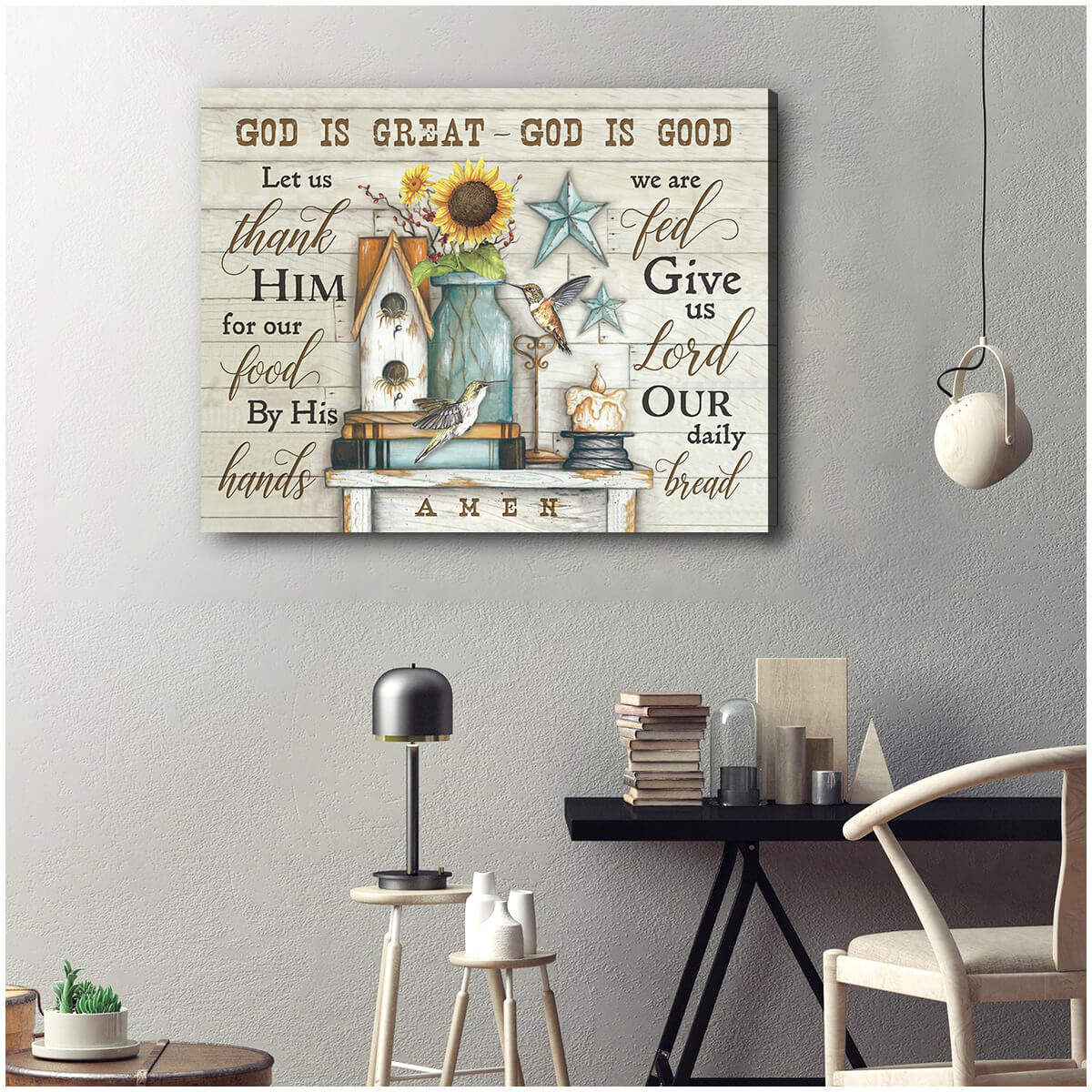 Canvas Hummingbird God Is Great God Is Good - Teehall - Live Creatively