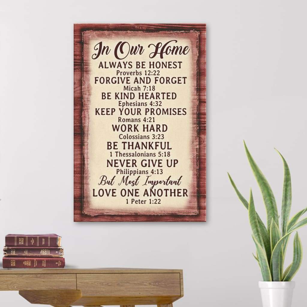 Christian Family House Rules Canvas Print - Teehall - Live Creatively