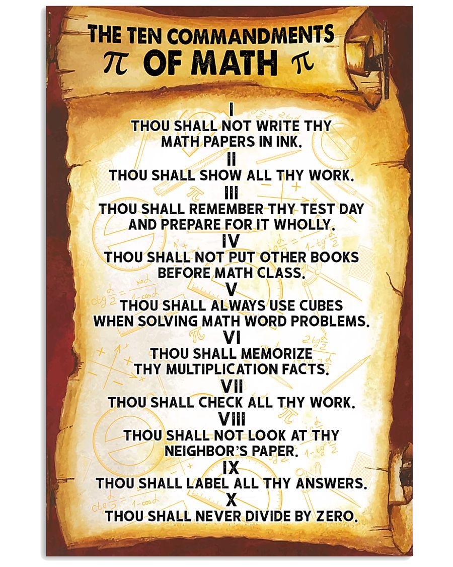 Math Canvas -10 Commandments Of Math Canvas - 10 Commandment Poster ...