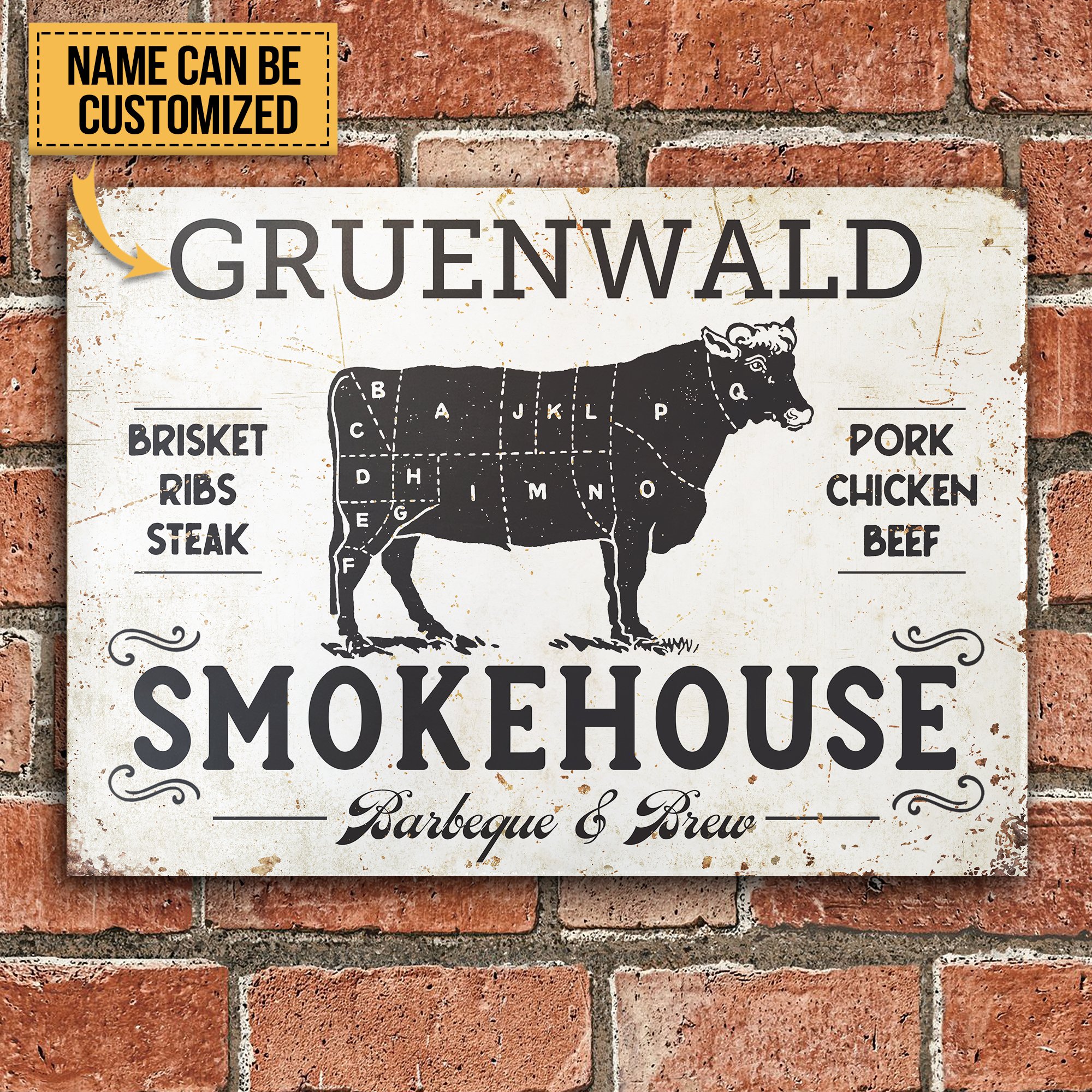 Personalized BBQ Smokehouse Classic Metal Signs - Teehall - Live Creatively