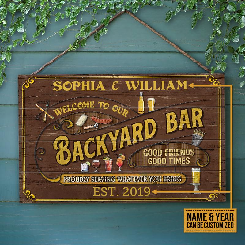 Personalized Bar Proudly Serving Customized Customized Wood Rectangle ...