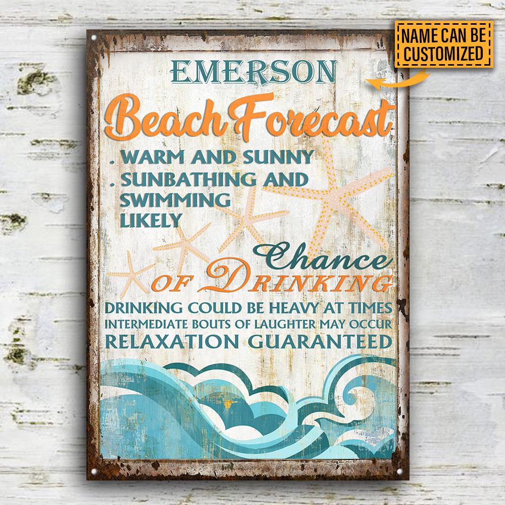 Personalized Beach Forecast Customized Classic Metal Signs - Teehall ...