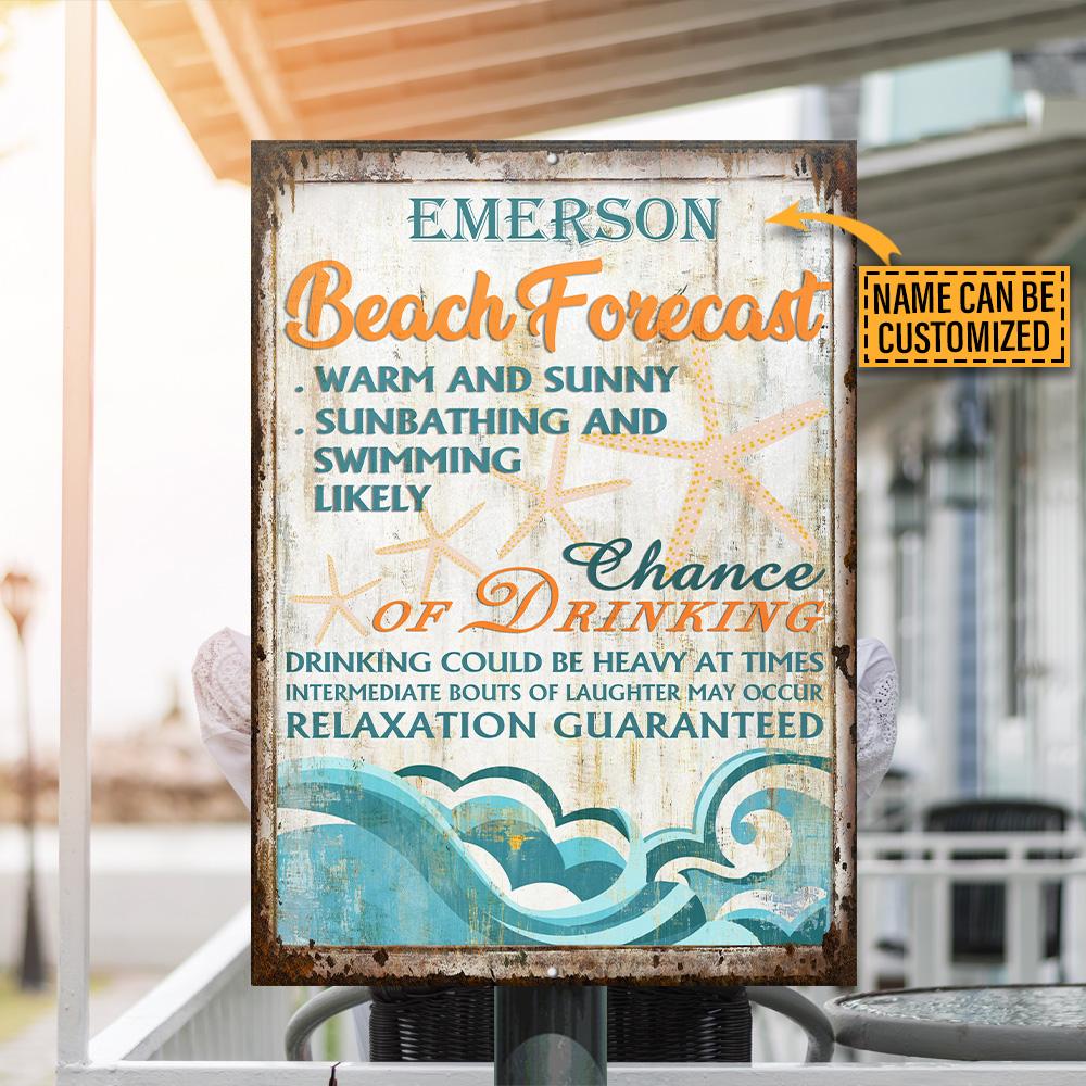 Personalized Beach Forecast Customized Classic Metal Signs - Teehall ...