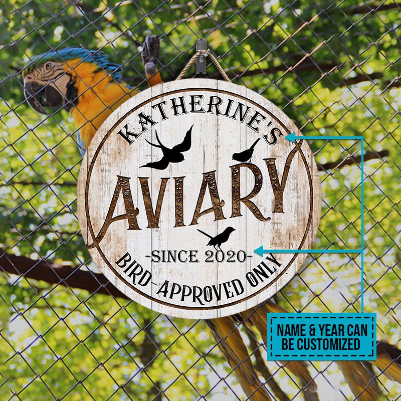 Personalized Birds Aviary Bird-Approved Customized Wood Circle Sign ...