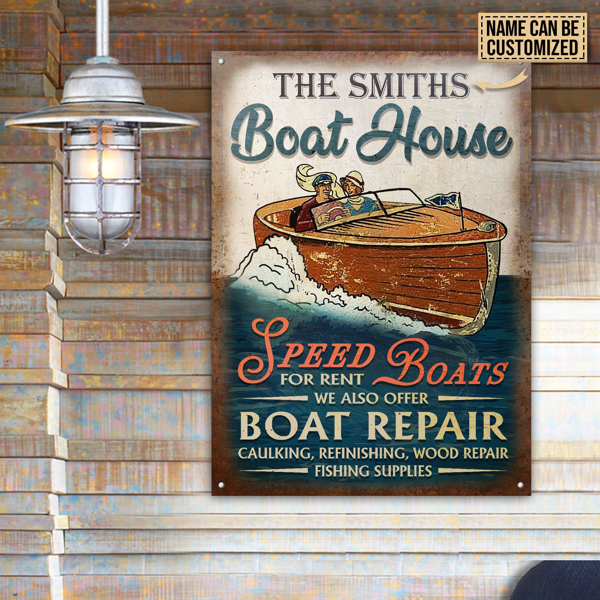 Personalized Boat House Rent Repair Caulking Customized Classic Metal ...