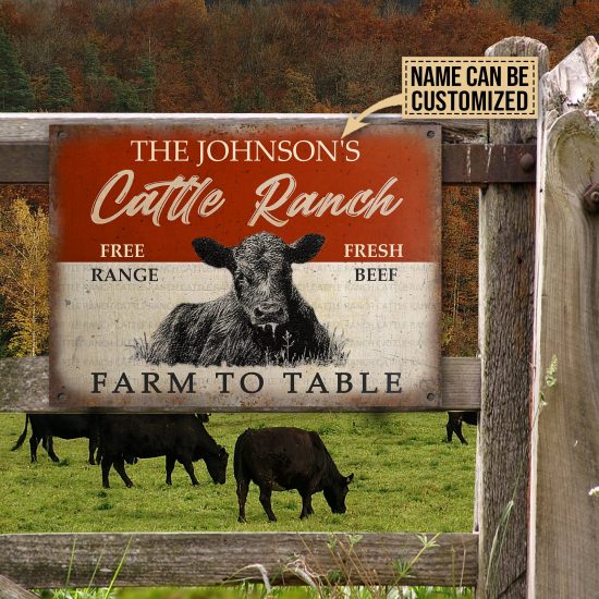 Personalized Cattle Angus Ranch Free Range Customized Classic Metal ...