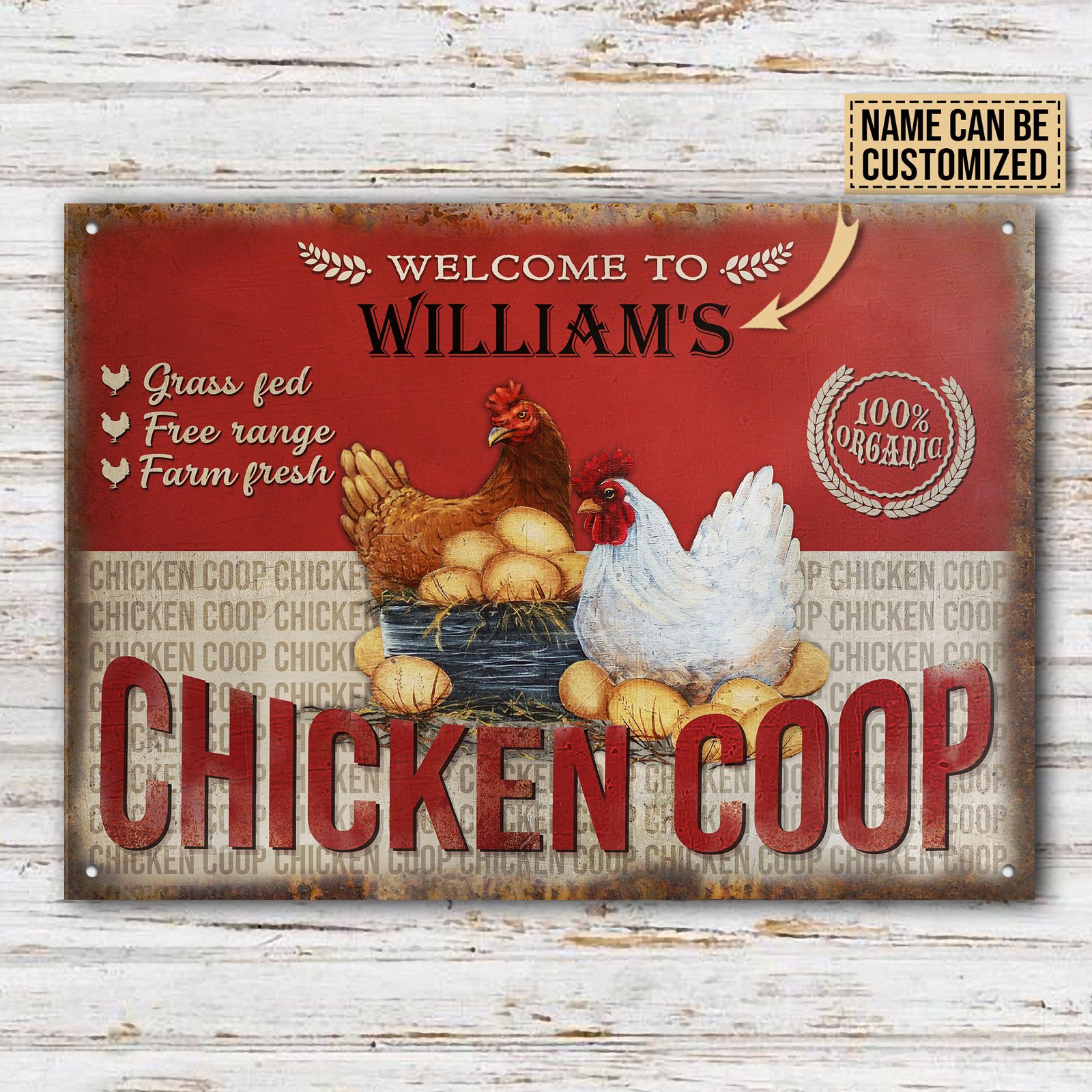 Personalized Chicken Coop Farm Fresh Customized Classic Metal Signs ...