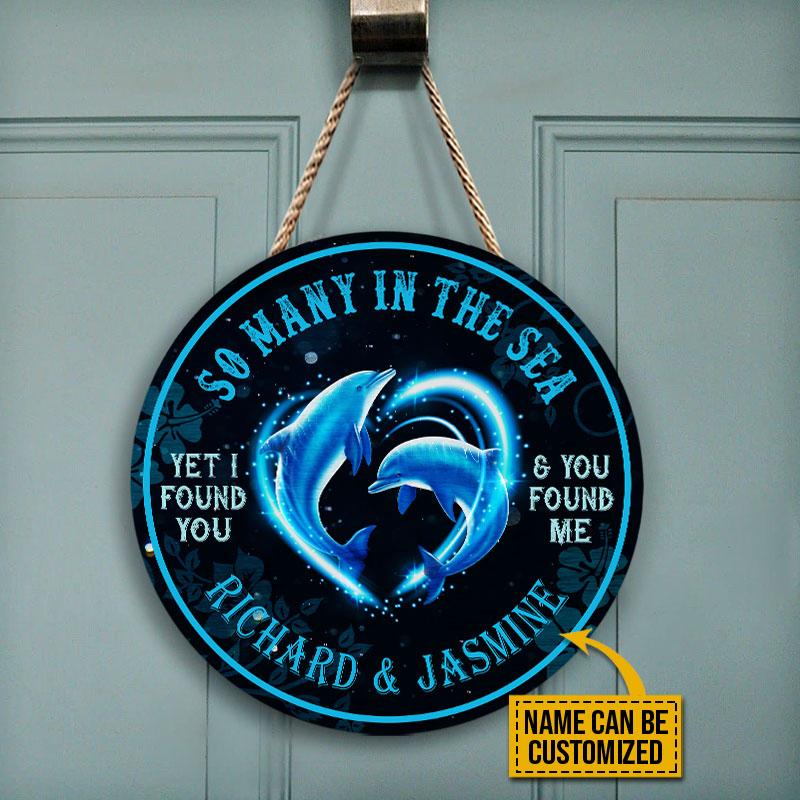 Personalized Dolphin Found Customized Wood Circle Sign - Teehall - Live ...