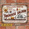 Personalized Firefighter Red Firehouse Saloon Custom Classic Metal ...