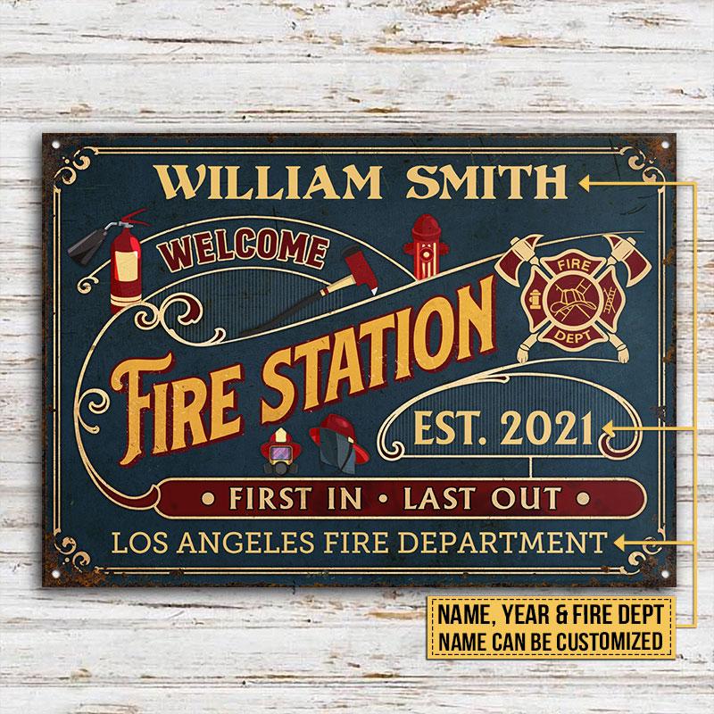 Personalized Firefighter Welcome Fire Station Custom Classic Metal ...