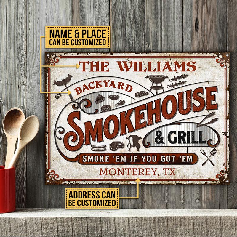 Personalized Grilling Smoke 'Em Customized Classic Metal Signs ...