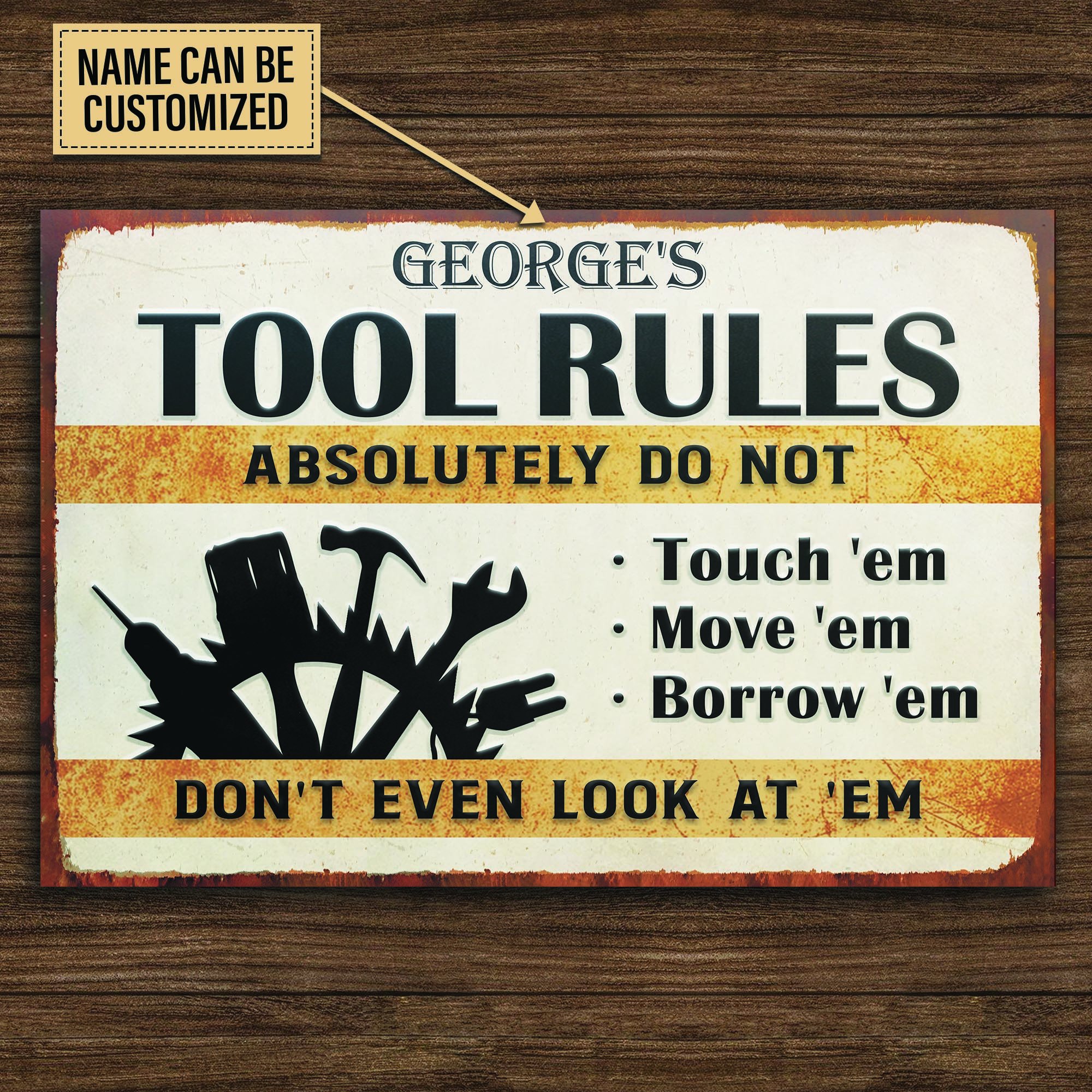 Personalized Mechanic Tool Rules Classic Metal Signs - Teehall - Live ...