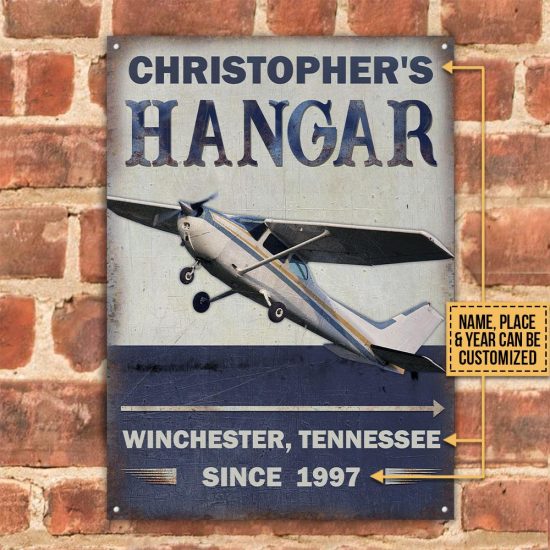 Personalized Pilot Hangar Vertical Customized Classic Metal Signs ...