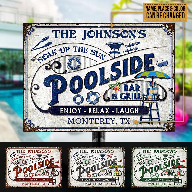 Personalized Pool Bar & Grill Color Custom Classic Metal Signs ...