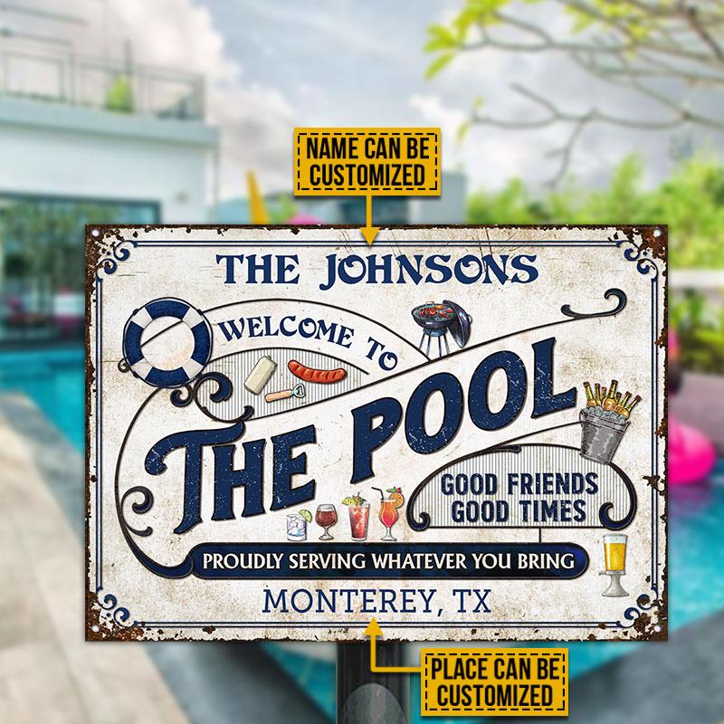 Personalized Pool Grilling Blue Proudly Serving Custom Classic Metal ...