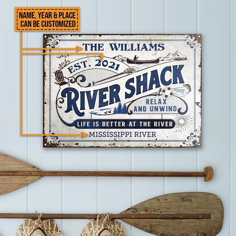 Personalized River Shack Life Is Better Custom Classic Metal Signs ...