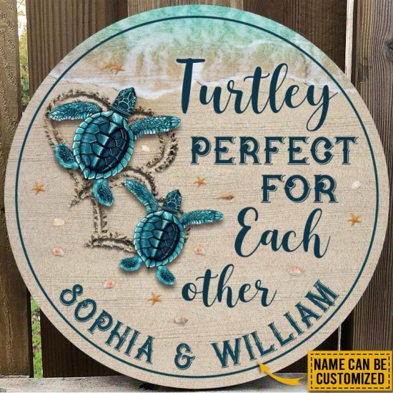 Personalized Sea Turtle Turtley Perfect Customized Wood Circle Sign ...