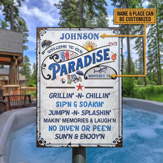 Personalized Swimming Pool Rules Relax Customized Classic Metal Signs ...