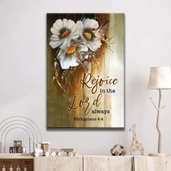 Rejoice In The Lord Always Philippians 4:4 Bible Verse Wall Art Canvas ...