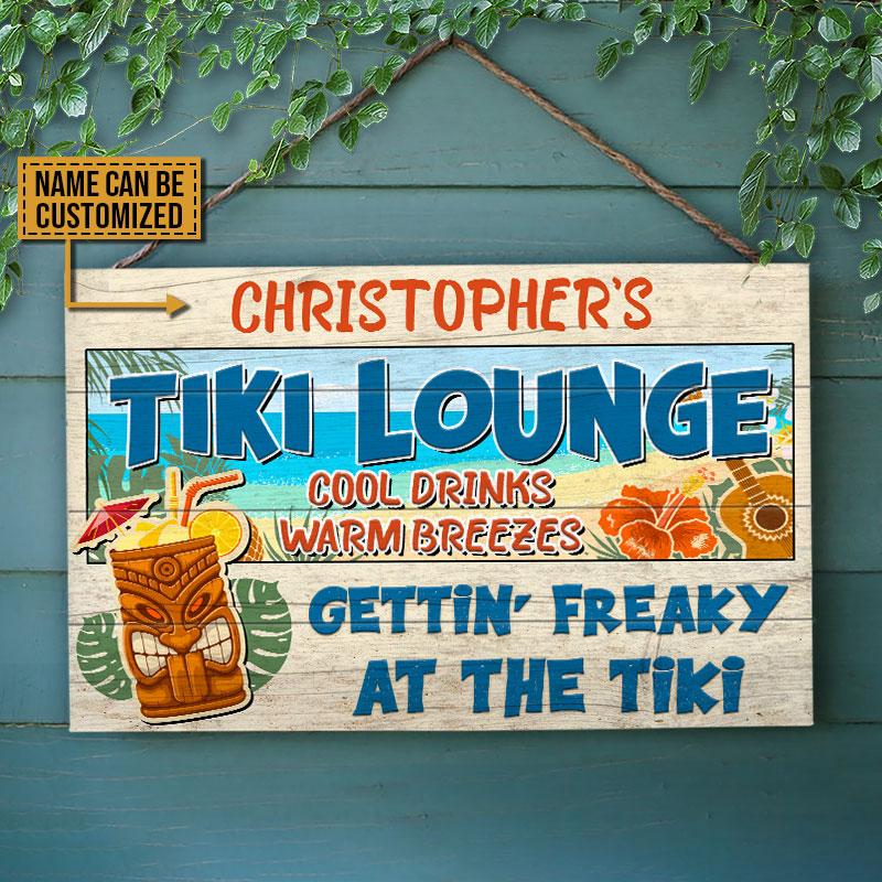 TiKi Lounge Gettin' Freaky, Beach Tiki Bar Sign, Bar Decor, Custom Wood ...