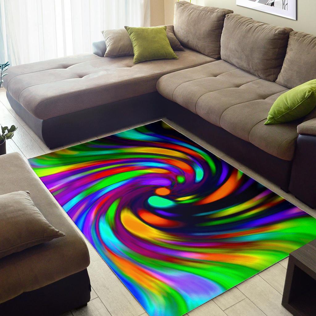 Colorful Spiral Trippy Print Area Rug Floor Decor - Teehall - Live ...