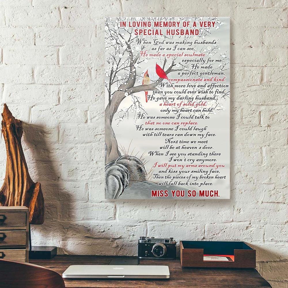 In Loving Memory Of Husband Winter Cardinal Heaven Canvas Prints Wall