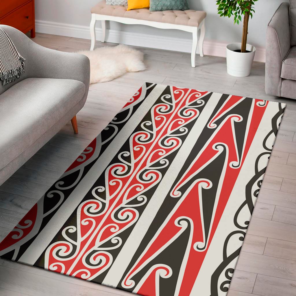 Maori Tribal Print Area Rug Floor Decor - Teehall - Live Creatively