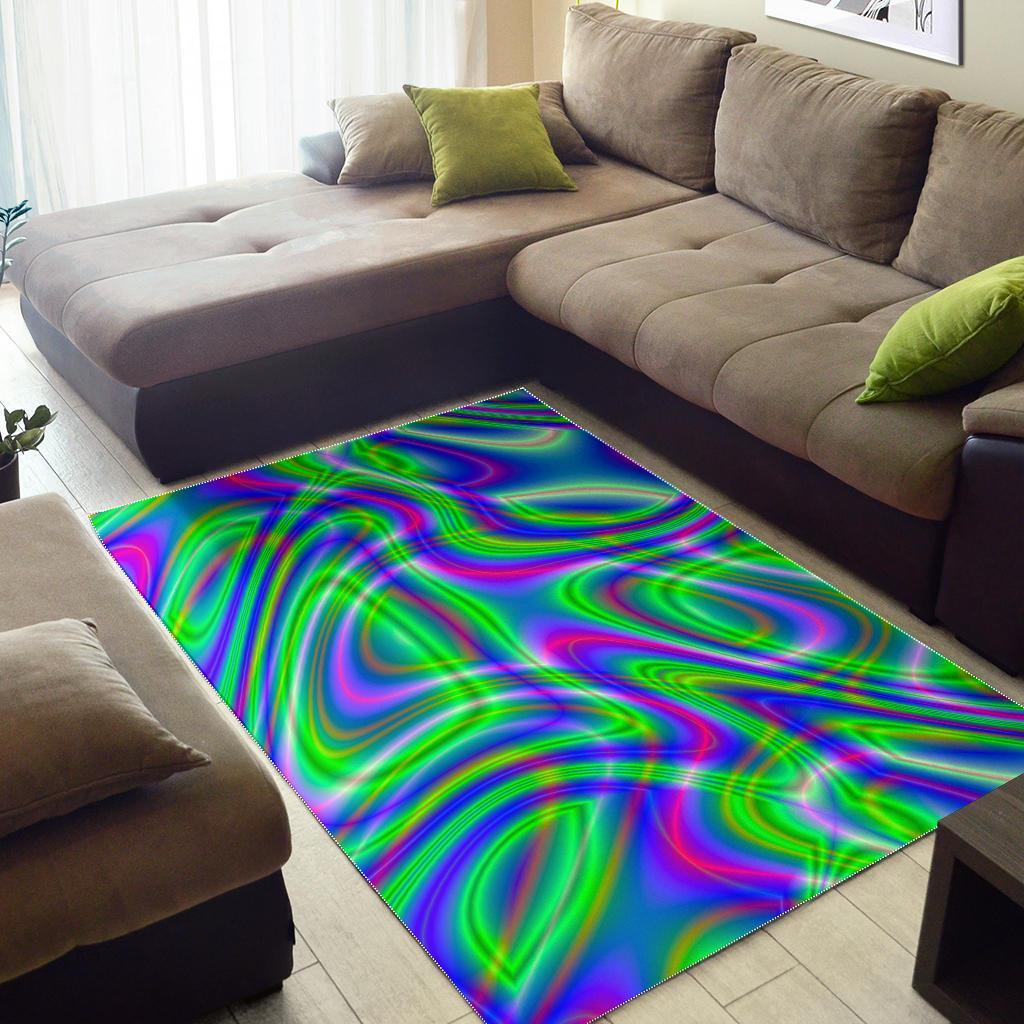 Neon Green Psychedelic Trippy Print Area Rug Floor Decor - Teehall ...