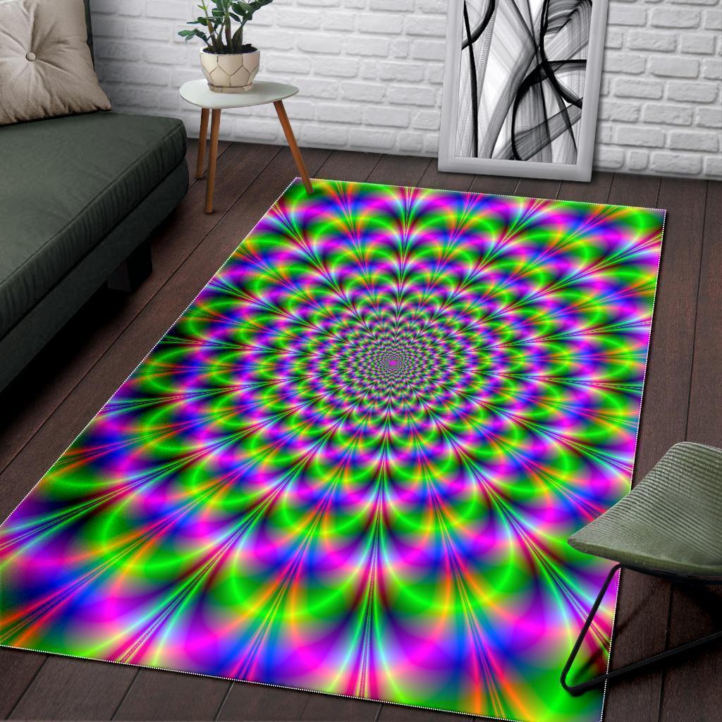 Neon Psychedelic Optical Illusion Area Rug Floor Decor - Teehall - Live ...