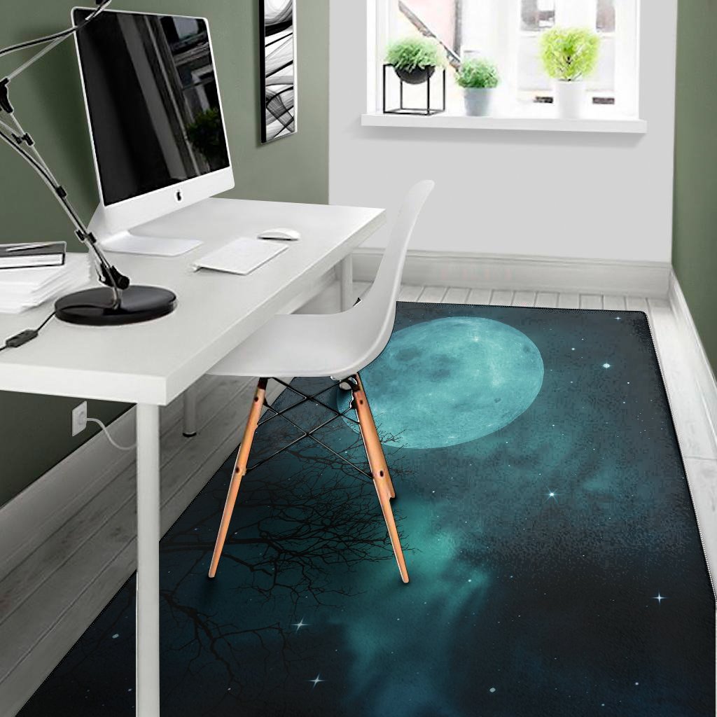 Night Sky And Full Moon Print Area Rug Floor Decor - Teehall - Live ...