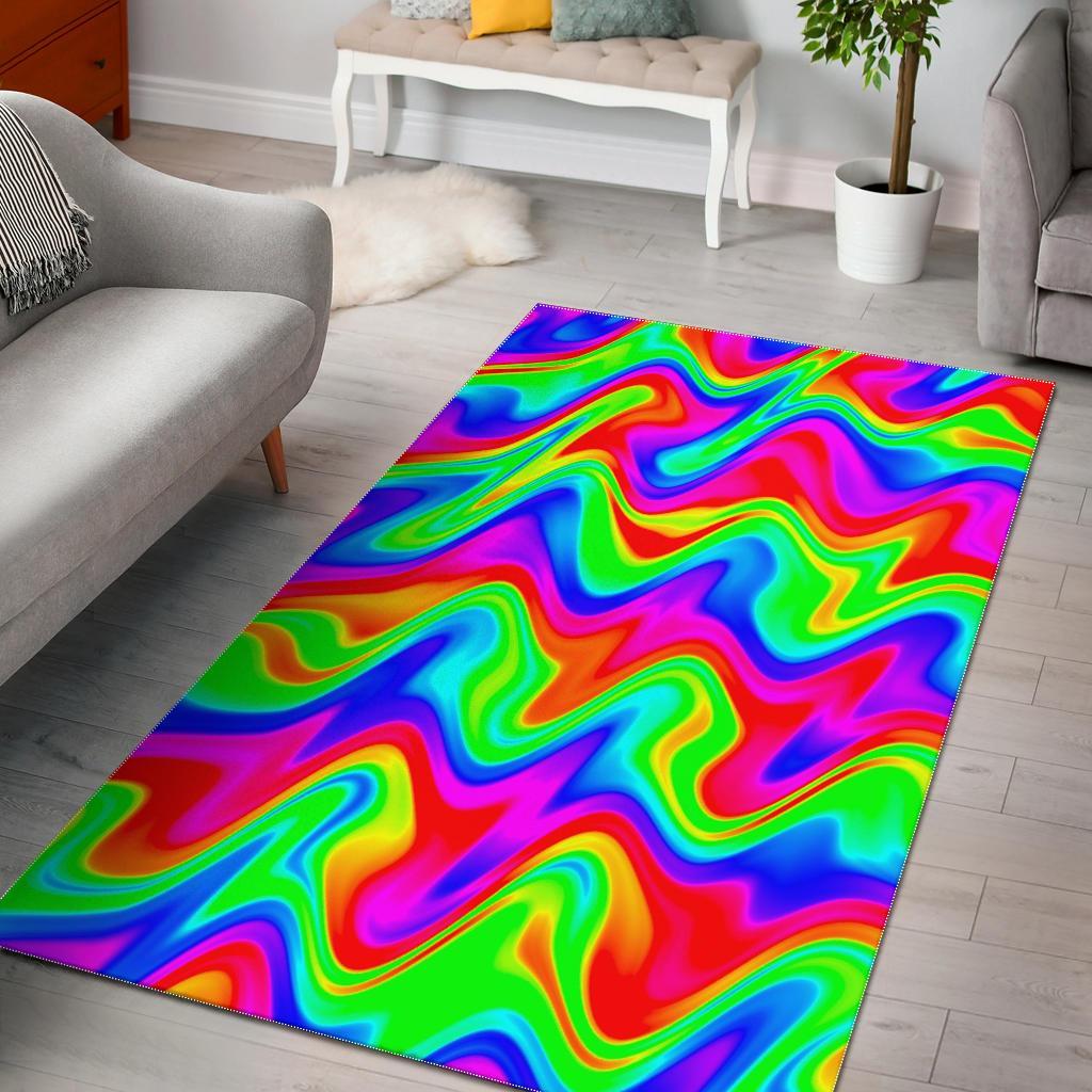 Psychedelic Rainbow Trippy Print Area Rug Floor Decor - Teehall - Live ...