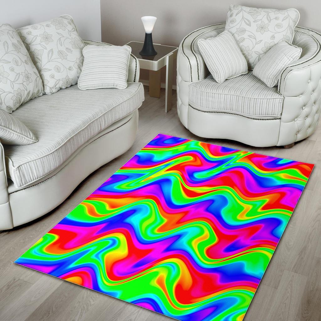 Psychedelic Rainbow Trippy Print Area Rug Floor Decor - Teehall - Live ...