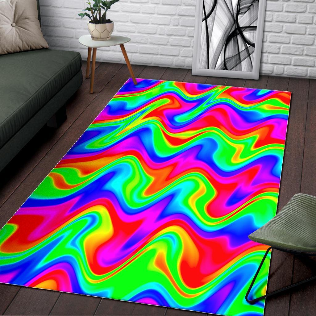 Psychedelic Rainbow Trippy Print Area Rug Floor Decor - Teehall - Live ...
