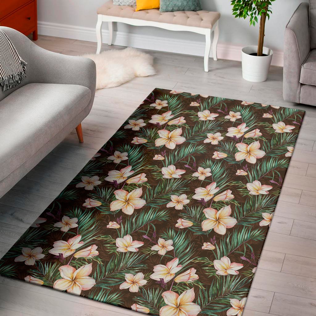Tropical Frangipani Flower Print Area Rug Floor Decor - Teehall - Live ...