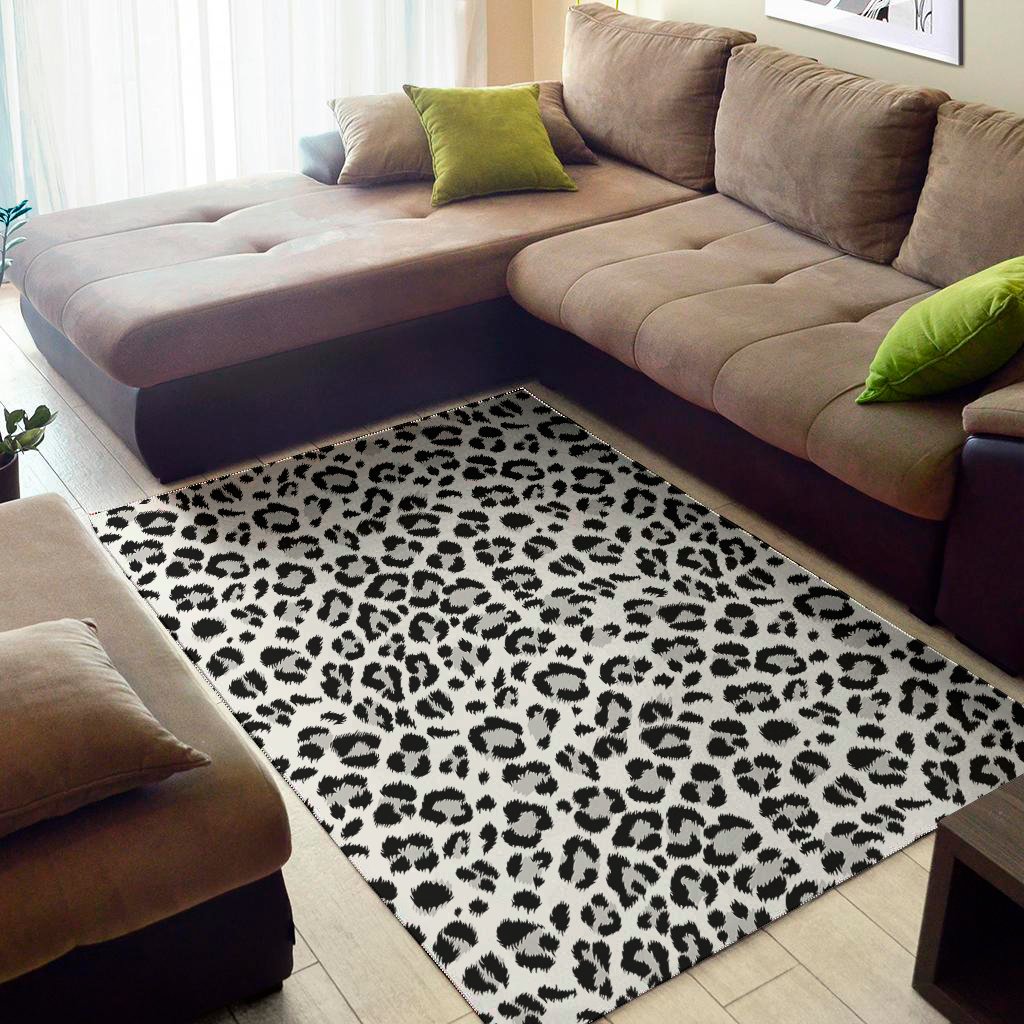 White Leopard Print Area Rug Floor Decor - Teehall - Live Creatively